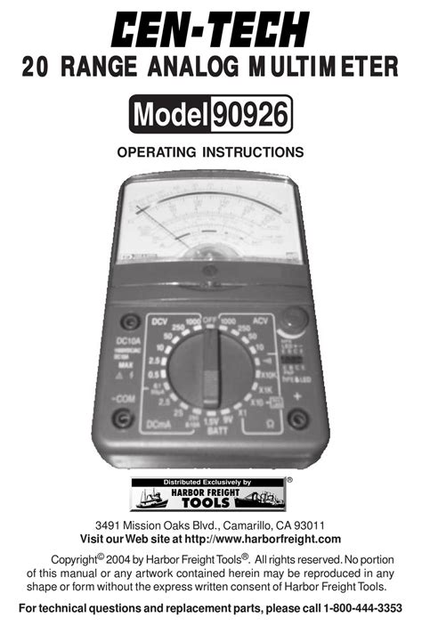 Cen Tech Digital Multimeter User Manual Digital World