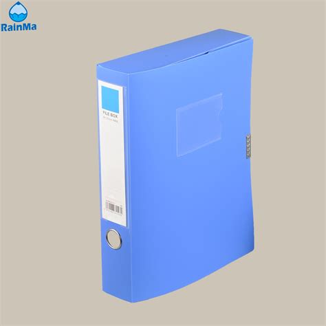 A4 Blue Single Ply File Folder Plastic File Box With Label Button Fasten Pp File Folder And