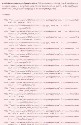 Snowflake Connector Error While Deploying App On Streamlit Streamlit And Snowflake Streamlit