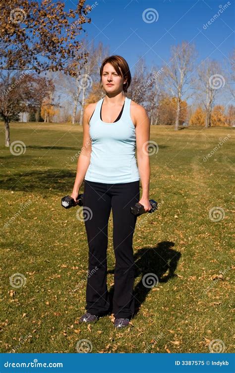 Bicep Curls Stock Image Image Of Tanned Beautiful Babe