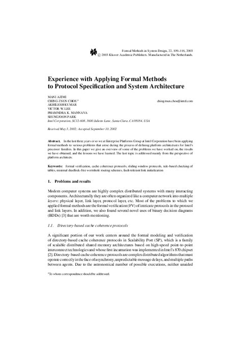 pdf experience with applying formal methods to protocol specification