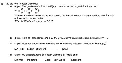 Solved Vector Calculus The Gradient Of A Function F X Y
