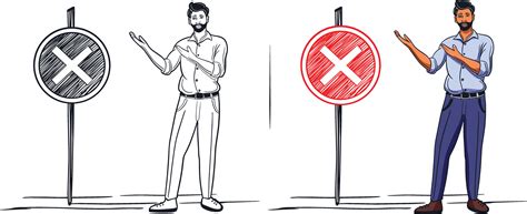 Man Showing Wrong Sign Vector 40520240 Vector Art At Vecteezy