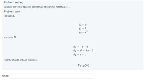 Solved Problem Setting Consider The Vector Space Of Chegg