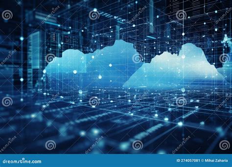 Cloud Computing Data Center Conceptual Illustration Generative Ai