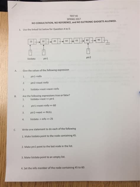 Solved Use The Linked List Below For Question A To D Give