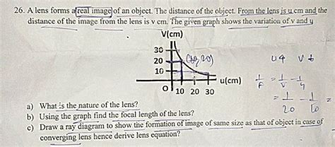 26 a lens forms a real image of an object the distance of the object f