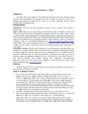 LabExercise IPv Docx Lab Exercise IPv Objective To Learn About The Details Of IP