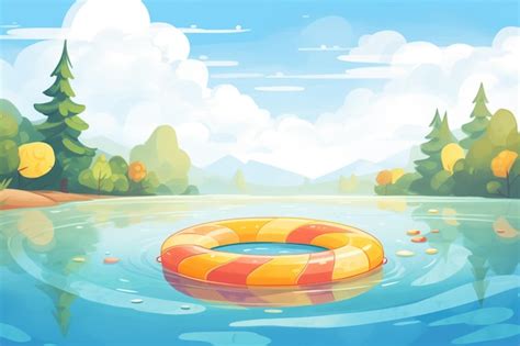 Premium Photo Giant Inflatable Pool Ring Floating On Calm Water
