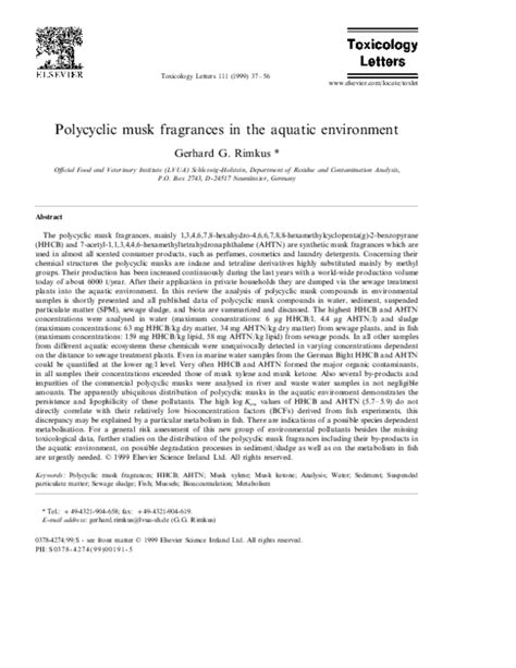 Pdf Polycyclic Musk Fragrances In The Aquatic Environment