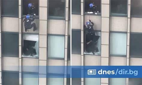 Полицай се спусна с въже по небостъргач за да попречи на преследван да скочи от 31 вия етаж