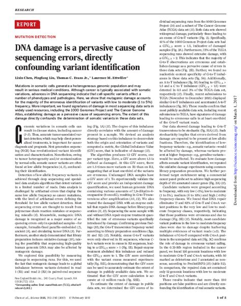 Pdf Dna Damage Is A Pervasive Cause Of Sequencing Errors Directly