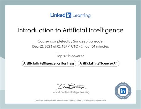 sandeep bansode on linkedin certificate of completion