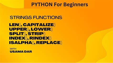 Python Basics Lesson 2 String Functions Youtube