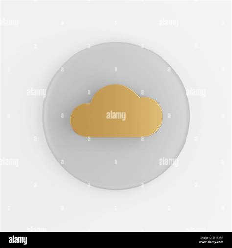 gold flat cloud icon 3d rendering gray round key button interface ui