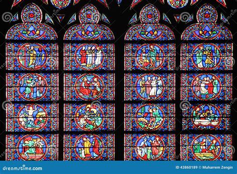 Famous Notre Dame Cathedral Stained Glass Editorial Stock Image Image
