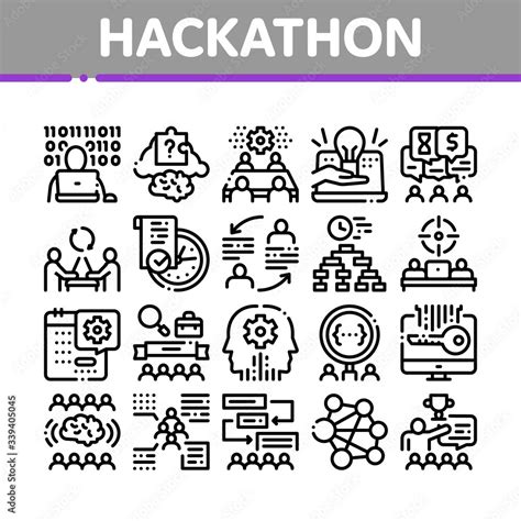 Hackathon Development Collection Icons Set Vector Hackathon Business Developer Coding And