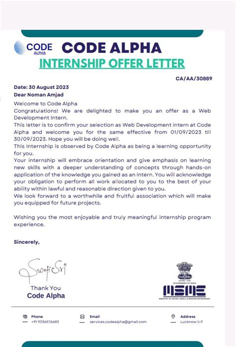 noman amjad on linkedin internship codealpha webdeveloper