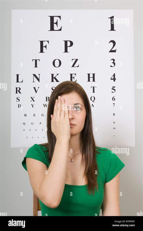 Woman Having Eye Test Stock Photo Alamy