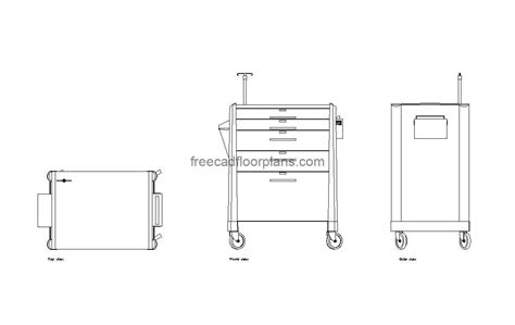 Medical Crash Cart Free Cad Drawings Stretcher Cad Block Medical