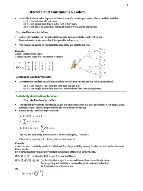 Random Discrete And Continuous Variable Pdf Probability