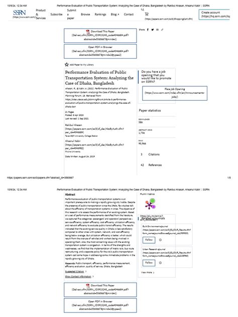 Performance Evaluation Of Public Transportation System Analyzing The Case Of Dhaka Bangladesh
