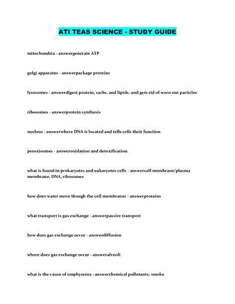 Ati Teas Science Study Guide Browsegrades