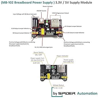 Buy Online SPIDER Automation MB 102 Breadboard Power Supply 3 3V 5 0V Power Supply Module In