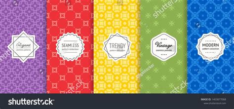 Vector Colorful Geometric Seamless Pattern Collection Set Of Background Swatches