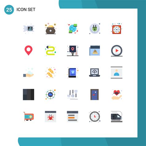 Set Of 25 Commercial Flat Colors Pack For Clock Iot Global Internet Of Things Plug Editable