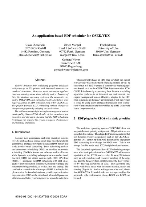 Pdf An Application Based Edf Scheduler For Osekvdx