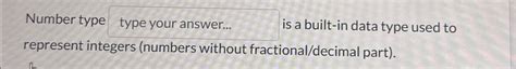 solved number type is a built in data type used to represent
