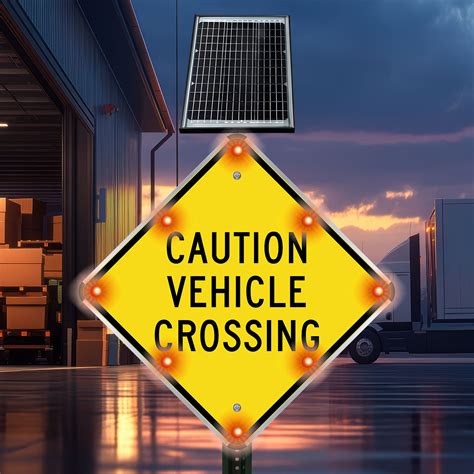 Led Solar Caution Vehicle Crossing Sign In Stock Ships Fast