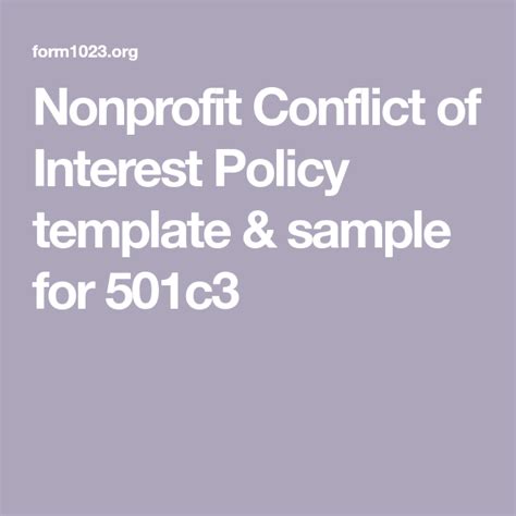 Nonprofit Conflict Of Interest Policy Template And Sample For 501c3