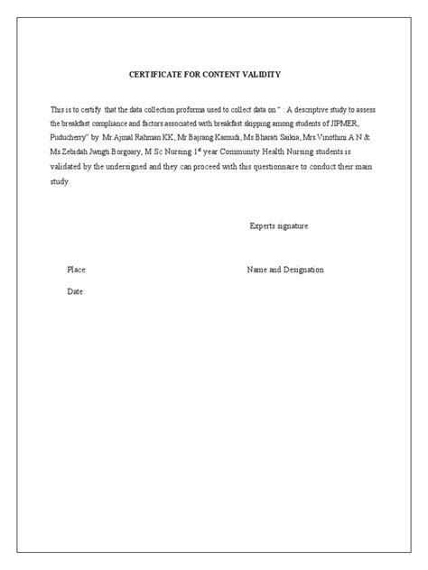 Certificate For Content Validity 2 Pdf