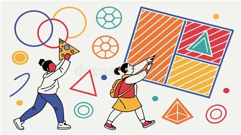 People Playing With Geometric Shapes Learning And Creativity Vector Design Generative Ai Stock
