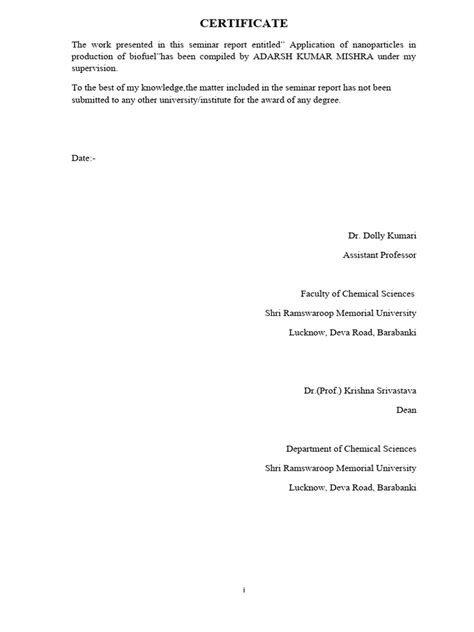 Seminar Report Certificate Final For Print Pdf Biofuel Fuels