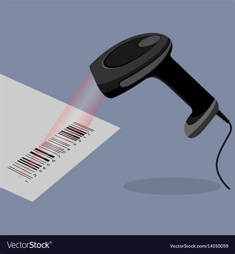 Black Handheld Barcode Scanner Scanning Bar Code Vector Image