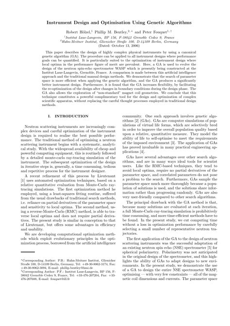 Pdf Instrument Design And Optimization Using Genetic Algorithms