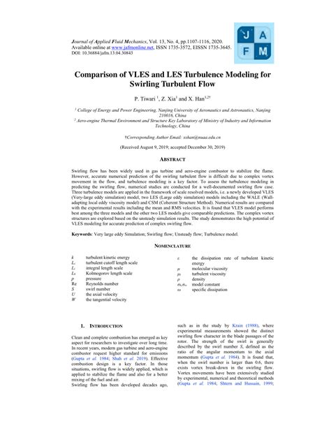 Pdf Comparison Of Vles And Les Turbulence Modeling For Swirling