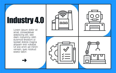 인더스트리 40 라인 아이콘 세트 및 배너 디자인 자동화 빅 데이터 인공 지능 기계 학습 연결 전기 가솔린 가상현실에 대한 스톡 벡터 아트 및 기타 이미지 Istock