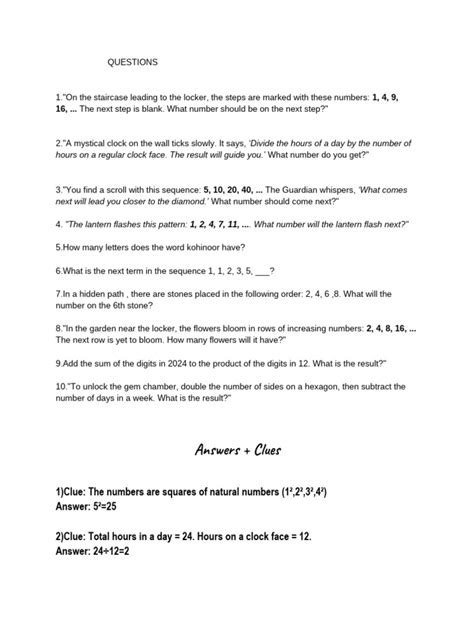 Maths Activity Pdf