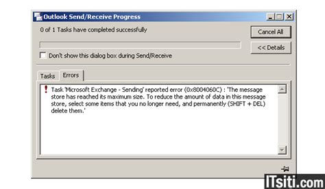 outlook 2007 send and receive error