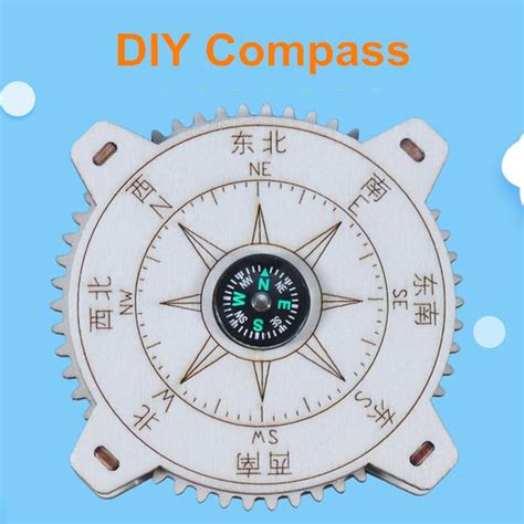 Diy Compass Science Educational Toy Small Invention Experiment Material Wood Assembly Model