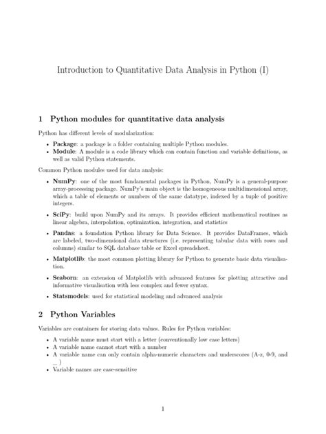 Introduction To Quantitative Data Analysis in Python (I) | PDF | Parameter (Computer Programming ...