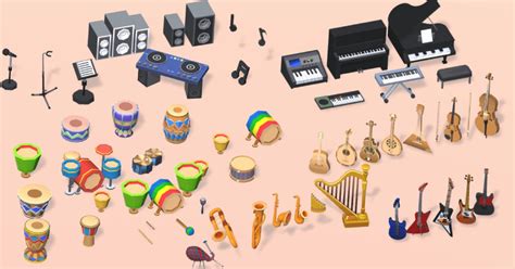 Musical İnstruments Pack 3d 3d Props Unity Asset Store