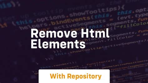 Remove Html Elements Youtube