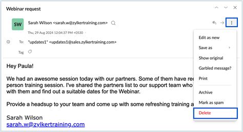Shared Mailbox Actions Zoho Mail