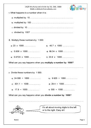 Multiply And Divide By 10 100 And 1000
