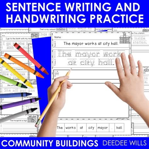 Community Buildings Sentence Writing Handwriting Practice Mrs Wills Kindergarten